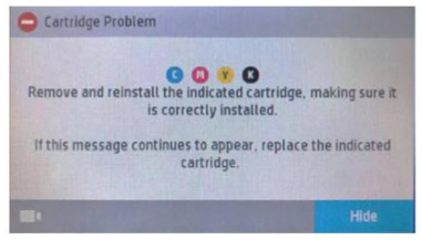 How do you override an HP ink cartridge error message?