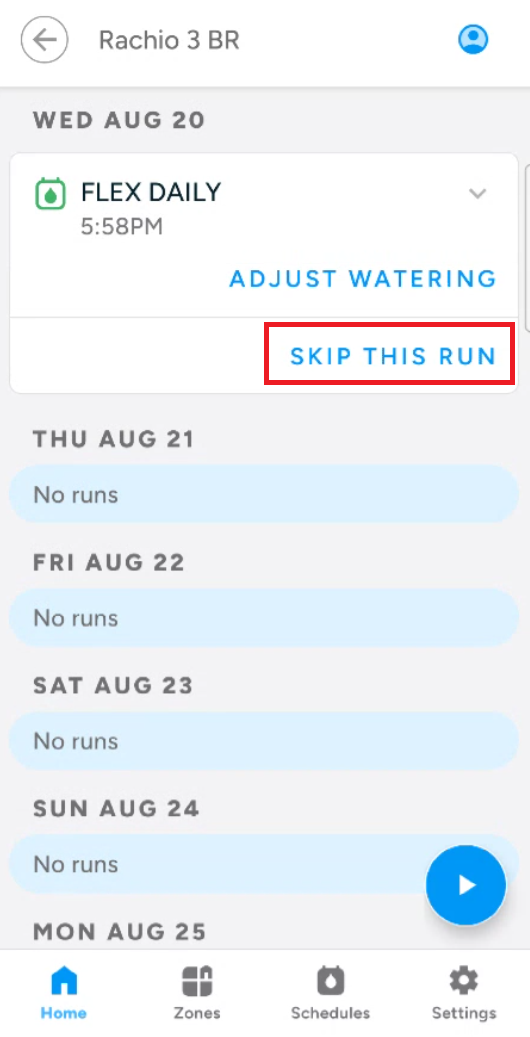 Water Delay and Manual Skip