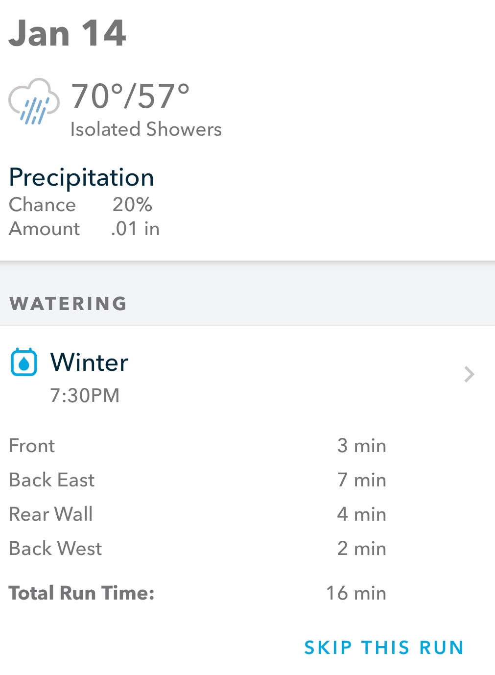 Water Delay and Manual Skip