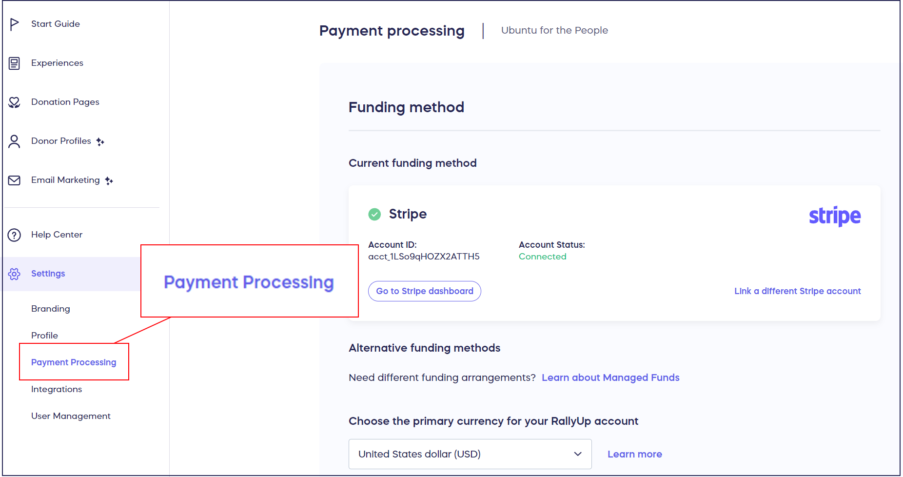 RallyUp — How-to: Set Up Direct Funds
